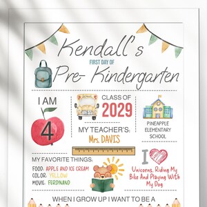 Editable First Day of Pre Kindergarten School Sign Printable ...