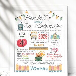 Editable First Day of Pre Kindergarten School Sign Printable ...