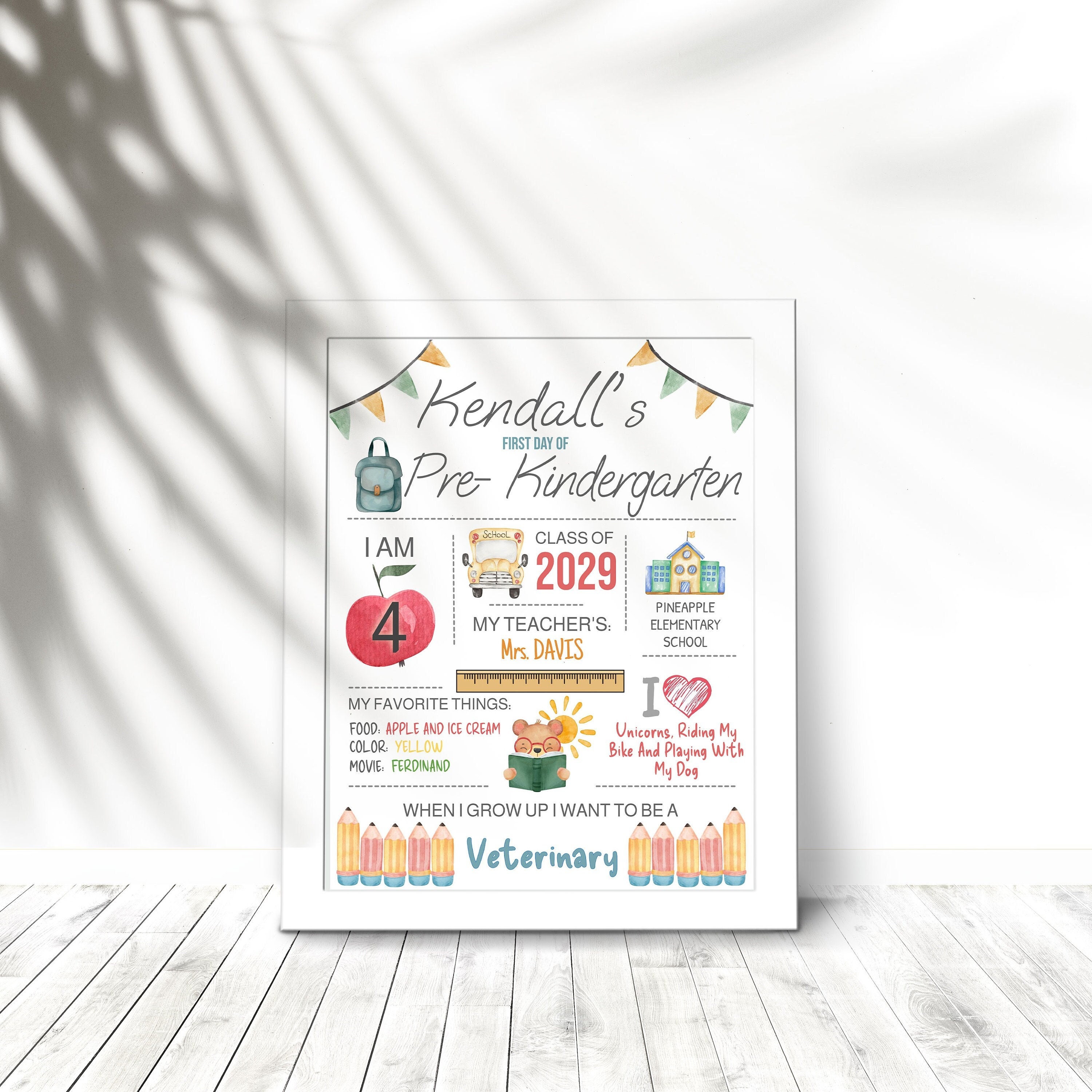 Editable First Day of Pre Kindergarten School Sign Printable ...