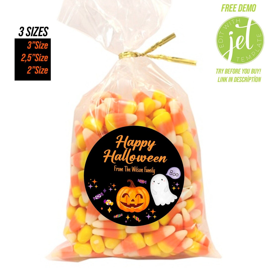 Editable Halloween Sticker, Kids Halloween Treat Stickers, Pumpkin ...