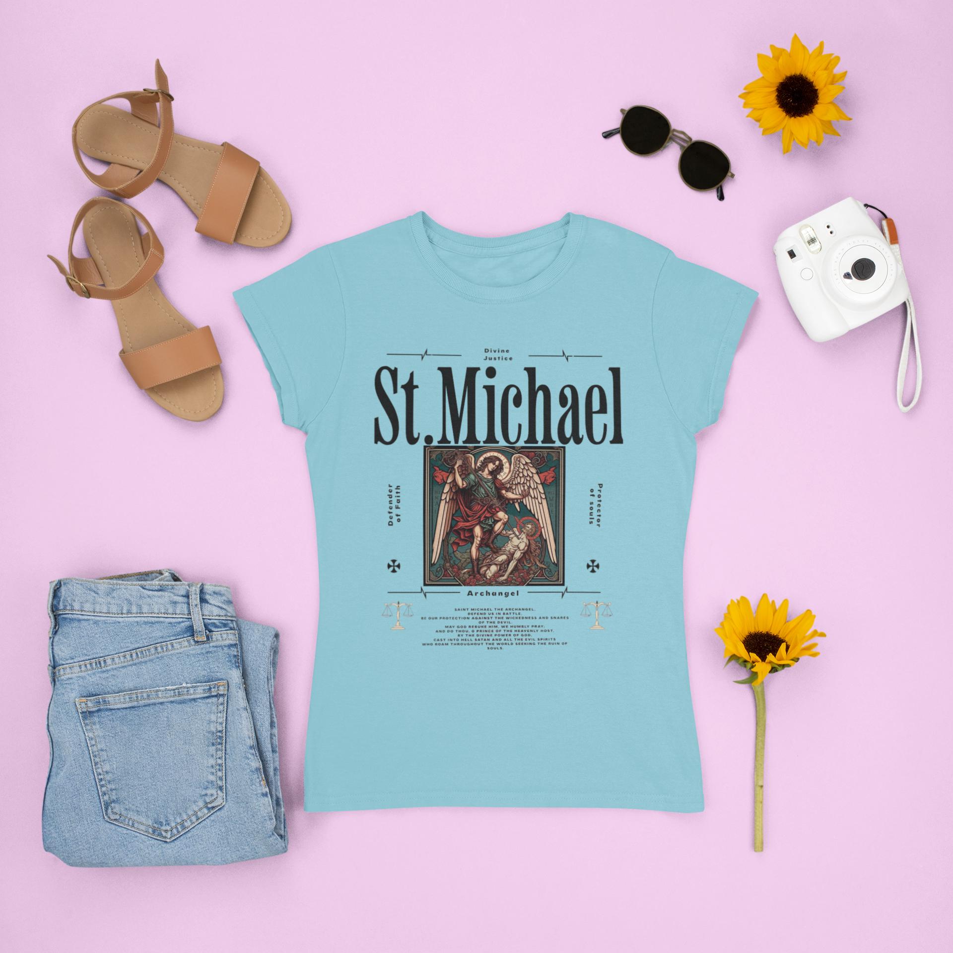 St. Michael Archangel T-shirt, Vintage Catholic Art Shirt, St. Michael ...