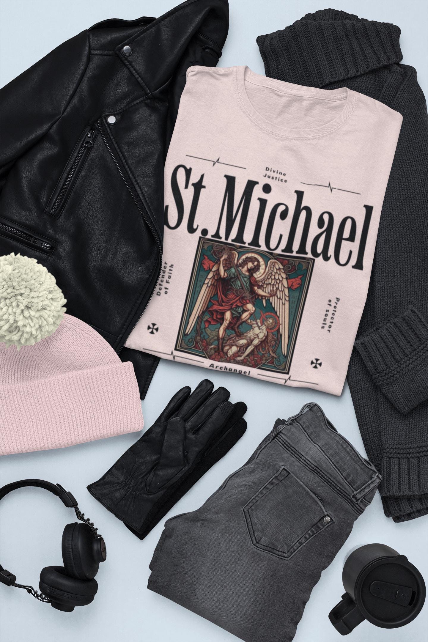St. Michael Archangel T-shirt, Vintage Catholic Art Shirt, St. Michael ...