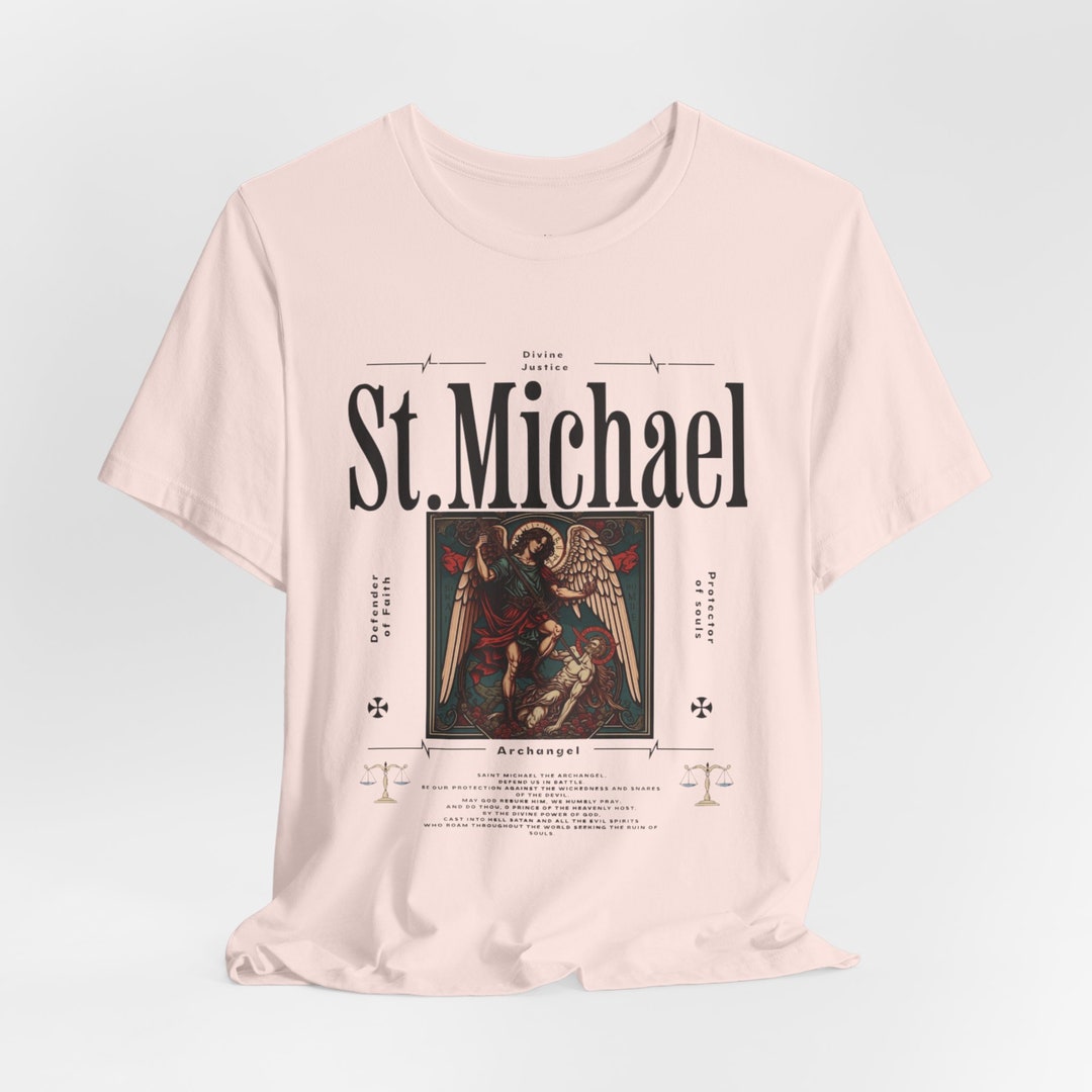 St. Michael Archangel T-shirt, Vintage Catholic Art Shirt, St. Michael ...