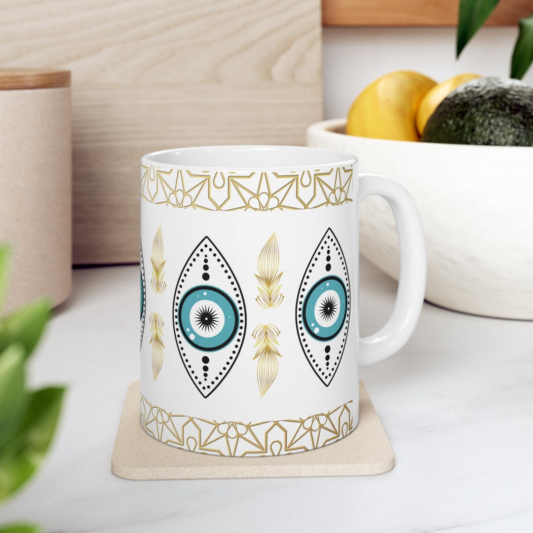 Evil Eye Coffee Mug, Nazar Decor Mug, Eye Evil Mug, Evil Eye Protection ...