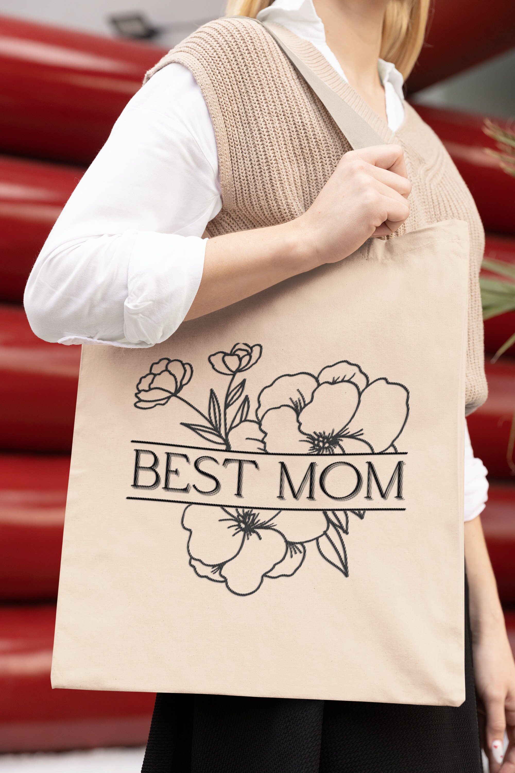 Best Mom Floral Tote Bag, Mother's Day Gift - Etsy