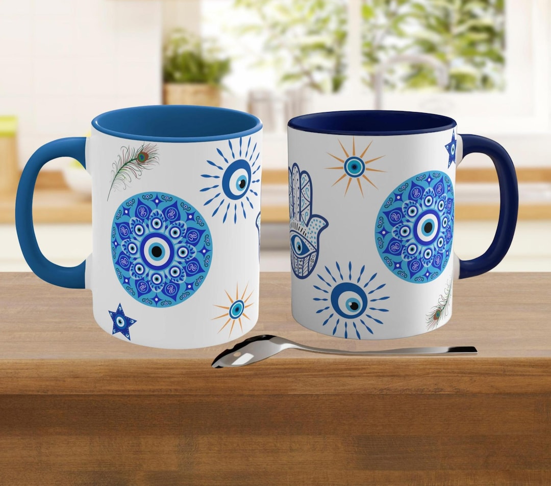 Hand Evil Eye Coffee Mug, Evil Eye Turkish Eye Nazar Coffee Mug, Ward ...