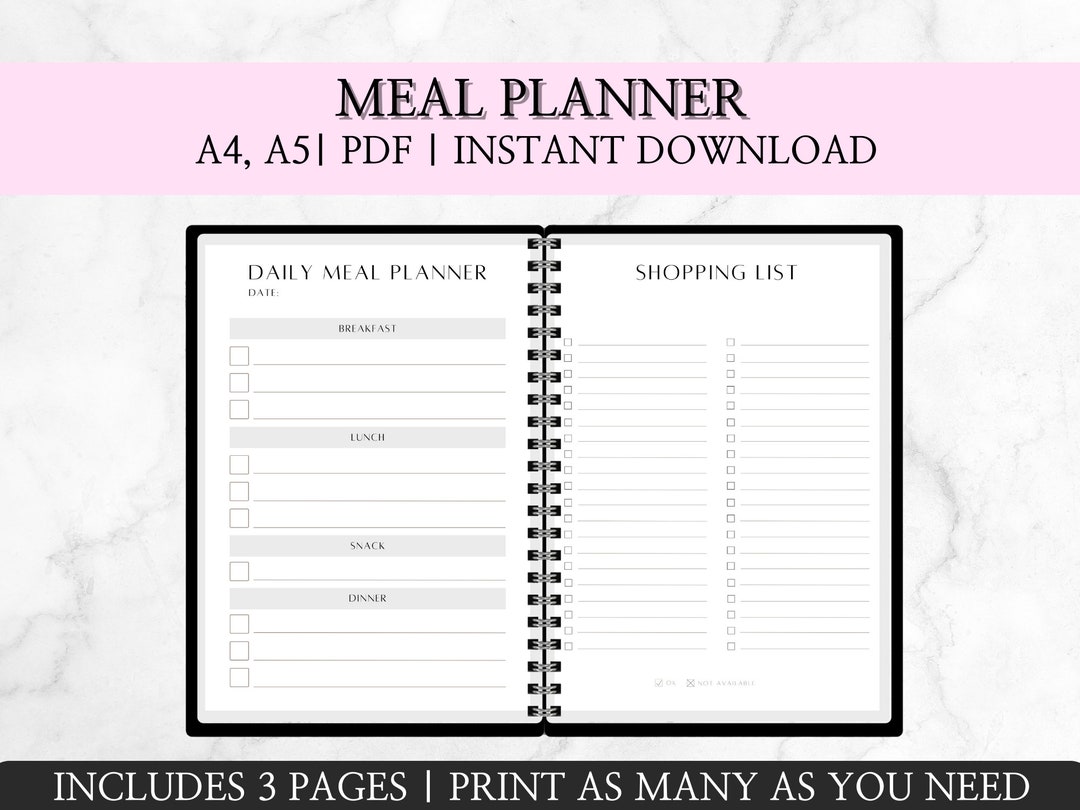 Meal Planner for A4 & A5 Printables Streamlined Eats - Etsy