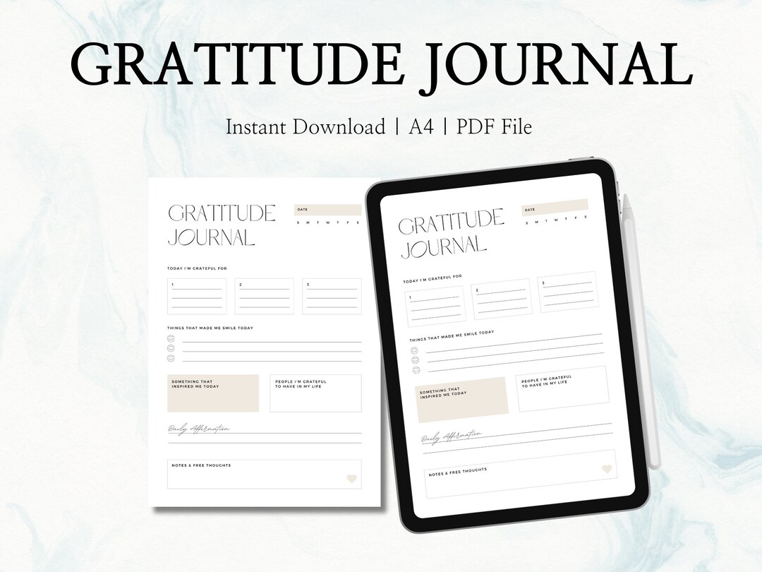 Modern Minimalist A4 Gratitude Journal Digital Download Daily ...