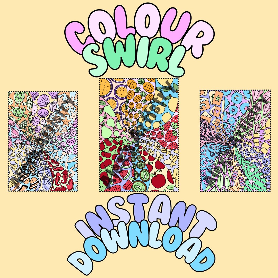 Swirl Colouring Pages, Instant Download, Digital Colouring, 10 Designs ...