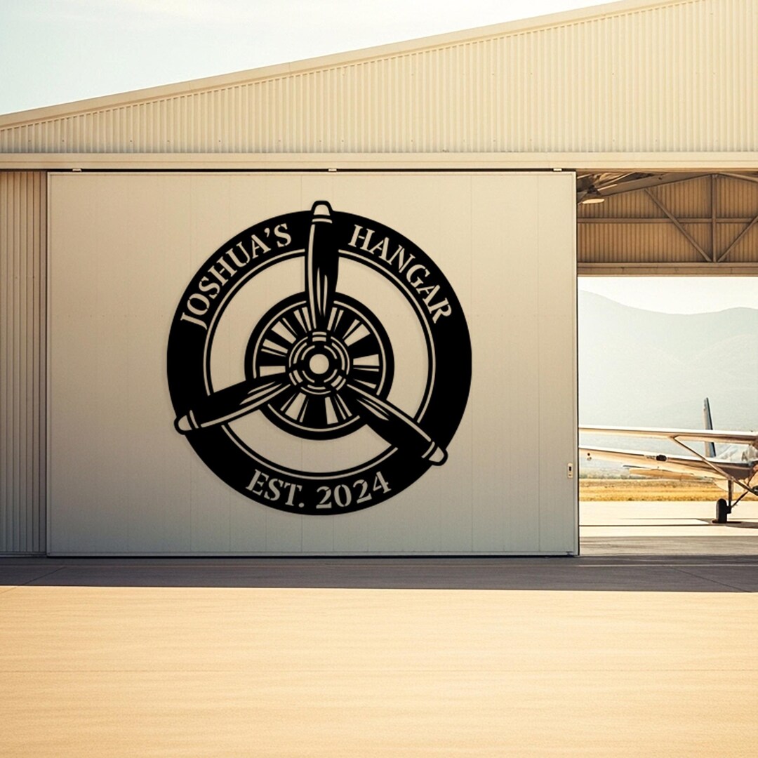 Custom Hangar Name Sign, Metal Propeller Wall Art, Outdoor Aviation ...
