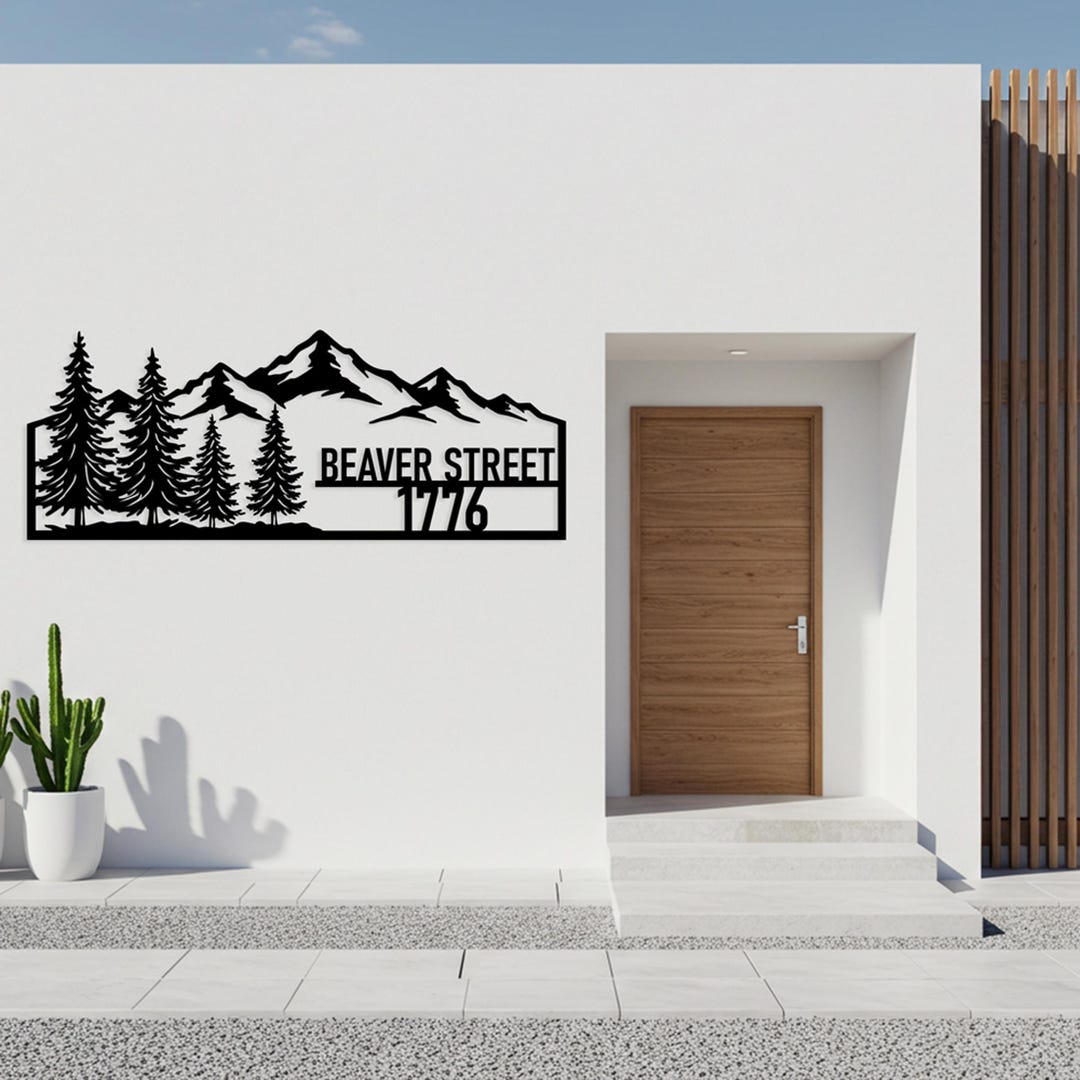 Custom Mountain Address Sign, Outdoor Cabin Metal Sign, Lake House ...