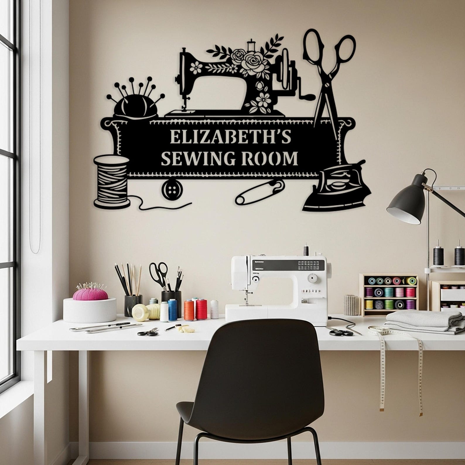 Custom Sewing Room Metal Sign, Personalized Name Wall Art, Custom ...