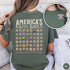 50 State Birds Shirt Birding Shirt Birding Apparel Colorful Birds Tee ...