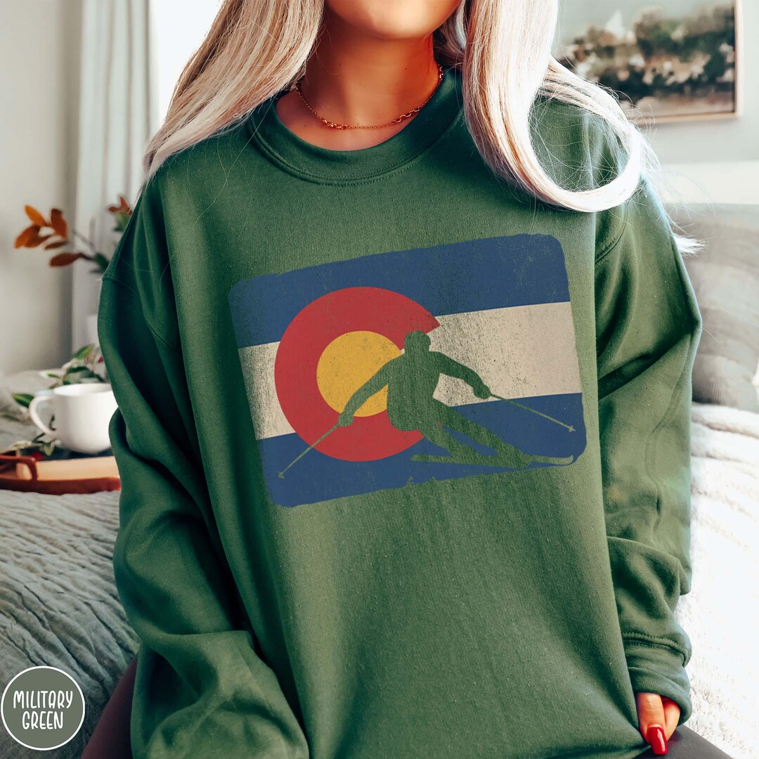 Colorado Ski Sweatshirt Colorado State Flag Crewneck Skiing Sweater for ...