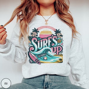 Surf's up Beach Vacation Sweatshirt California Surf Sweatshirt Wavy ...