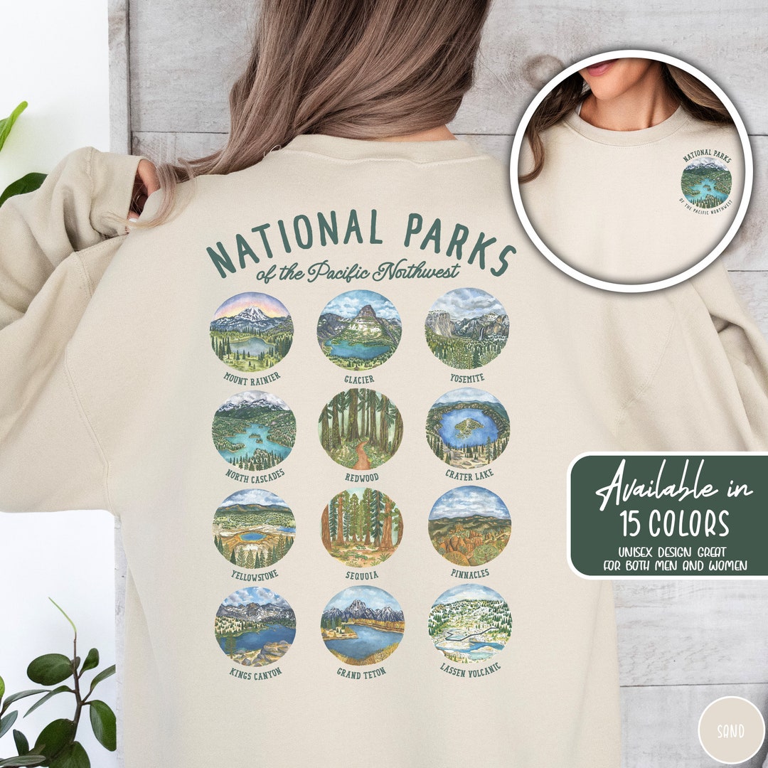Pacific Northwest National Parks Sweatshirt Outdoors Gift for Parks ...