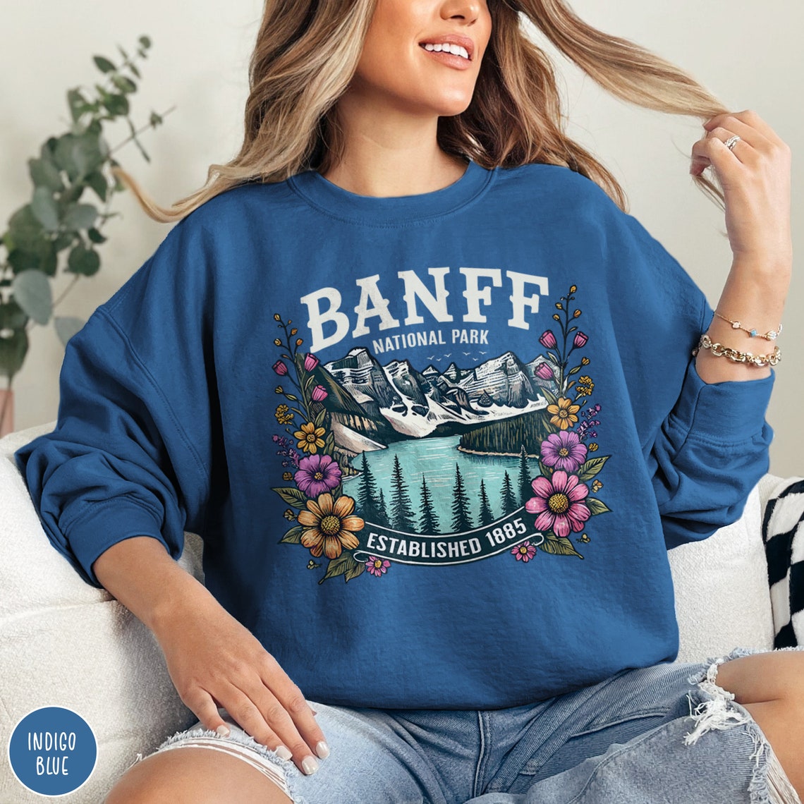 Banff National Park Sweatshirt Womens Canada Crewneck Wildflower Shirt ...