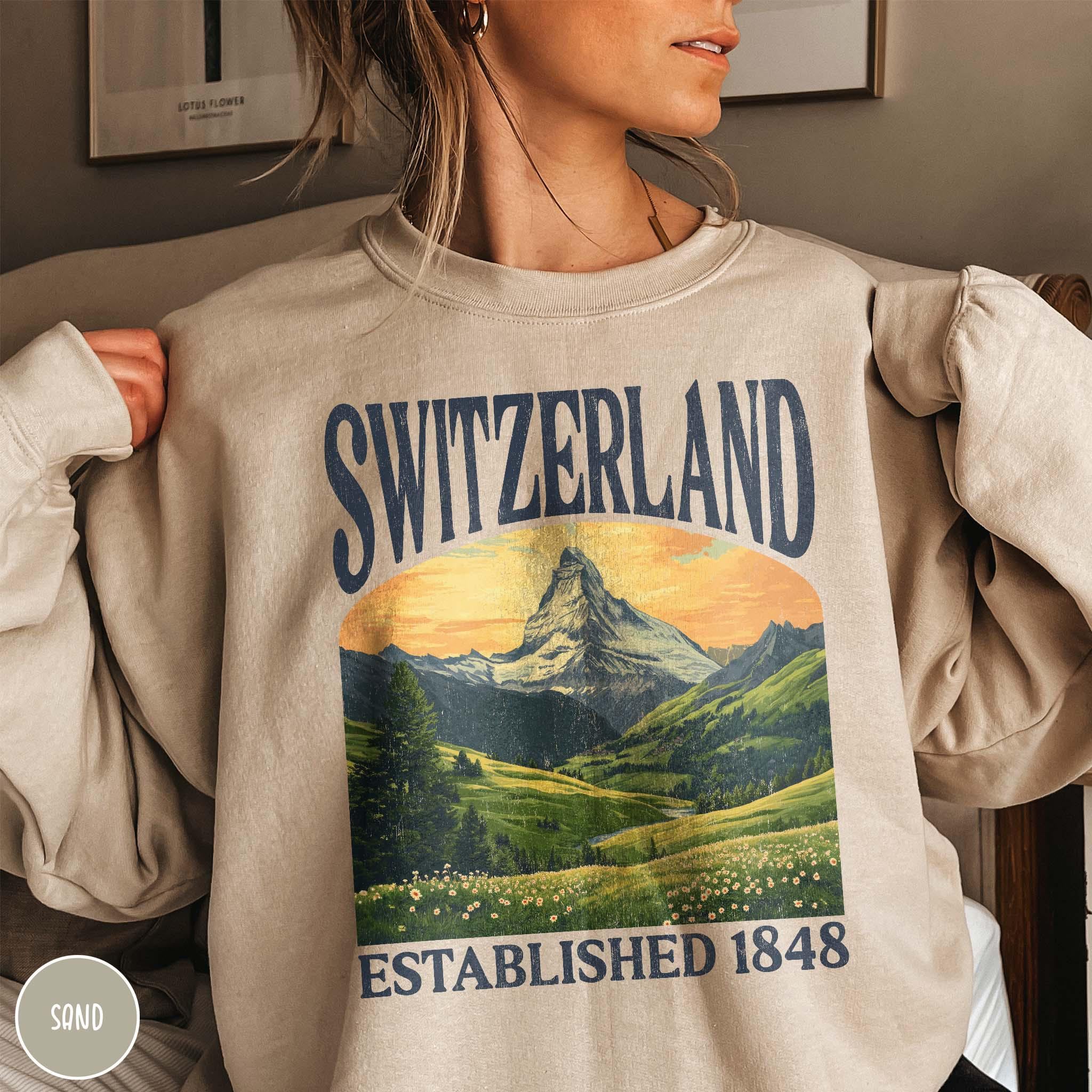 Switzerland Sweatshirt Swiss Sweater Traveler Gift for Mountain Lovers ...