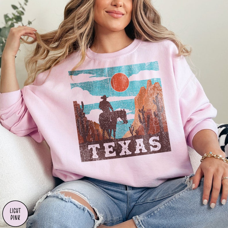 Texas Sweatshirt Texas Sweater Vintage Texas Shirt Western Cowboy ...