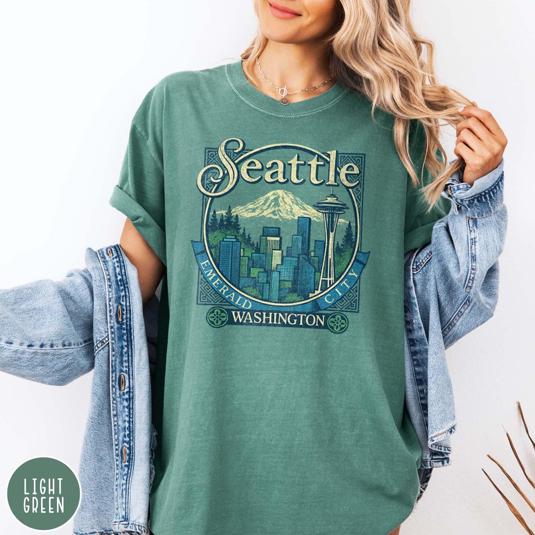 Seattle Washington Emerald City Shirt Retro Seattle Crewneck Space ...