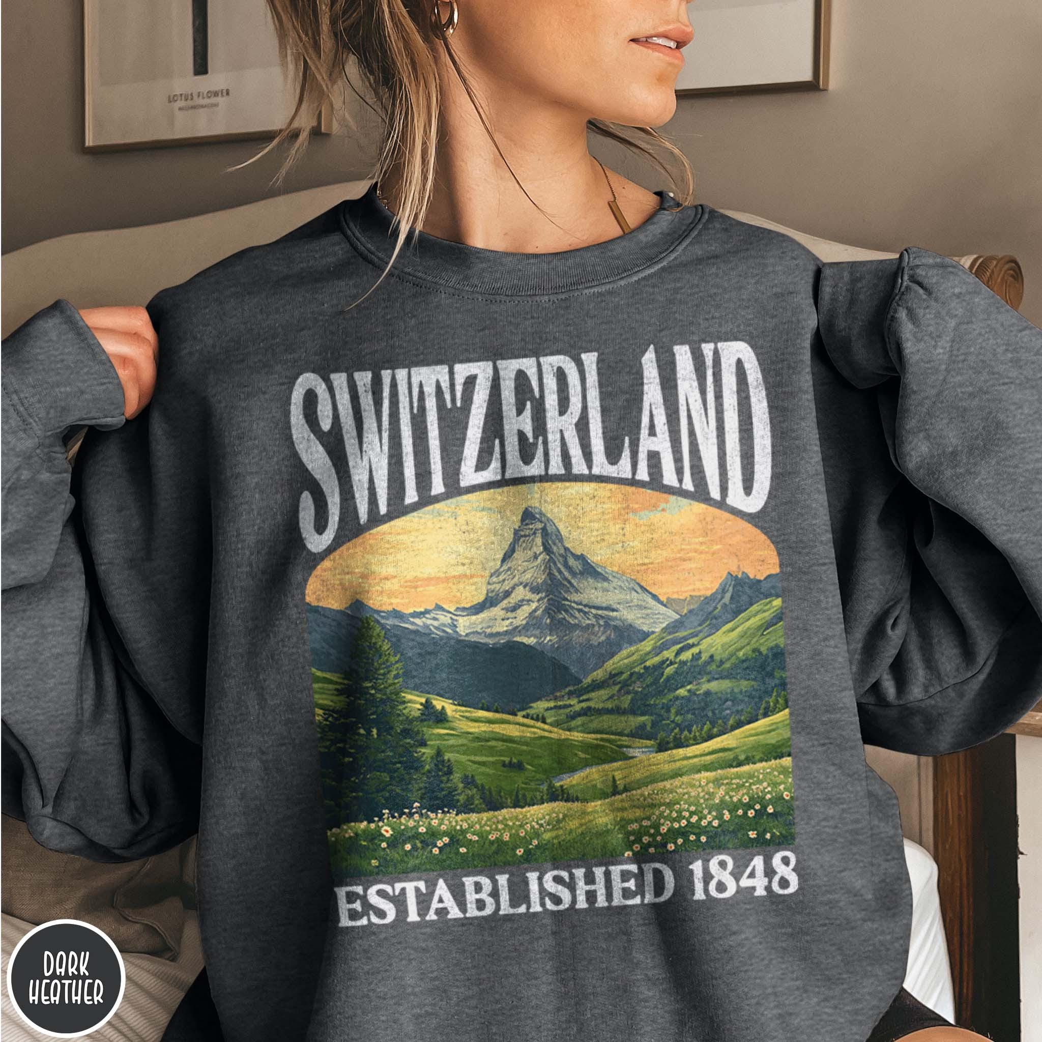 Switzerland Sweatshirt Swiss Sweater Traveler Gift for Mountain Lovers ...
