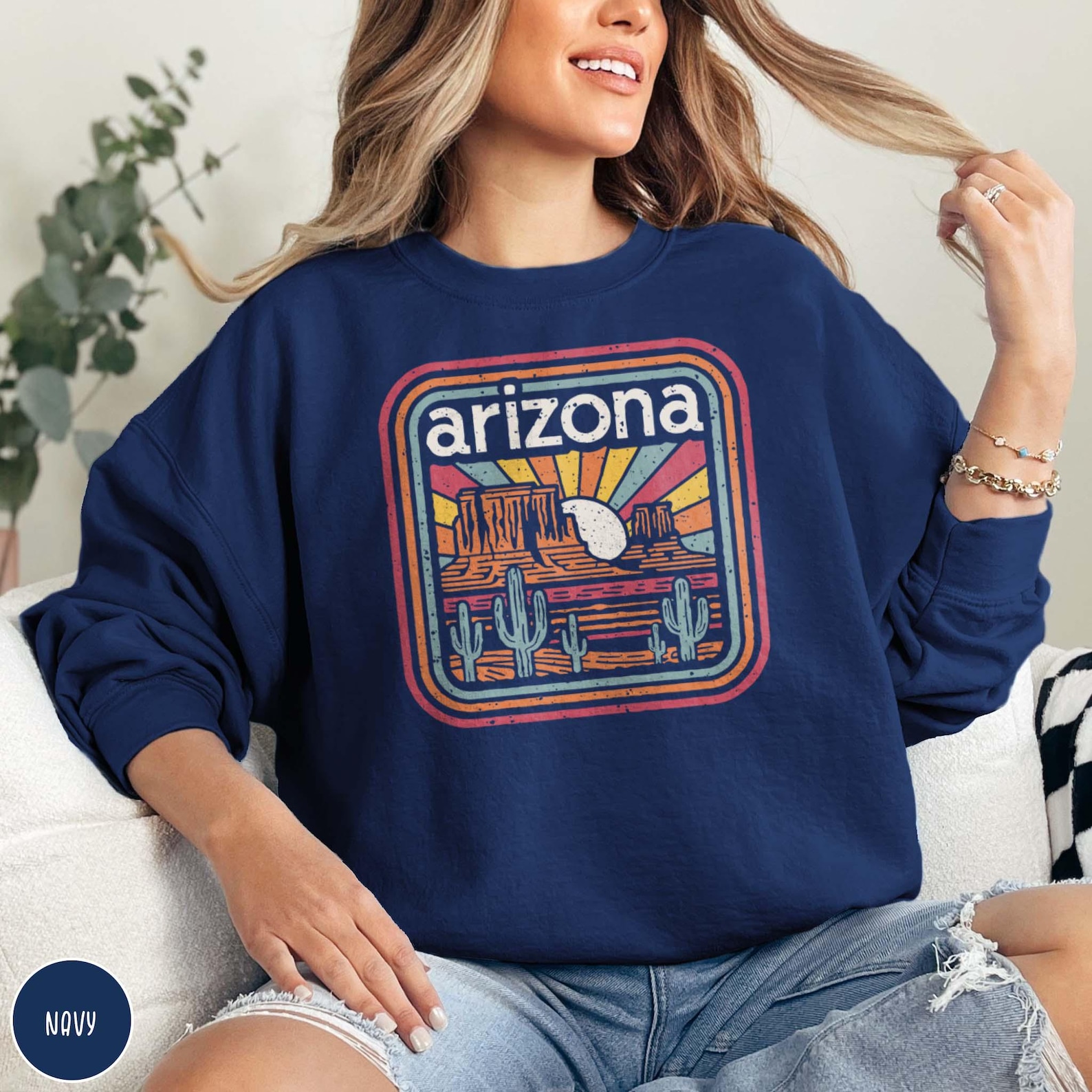 Retro Arizona Desert Vibes Sweatshirt Arizona Crewneck Cactus Sweater ...