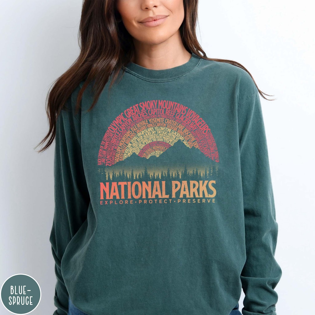 Vintage National Parks Long Sleeve Shirt US National Park Gifts ...