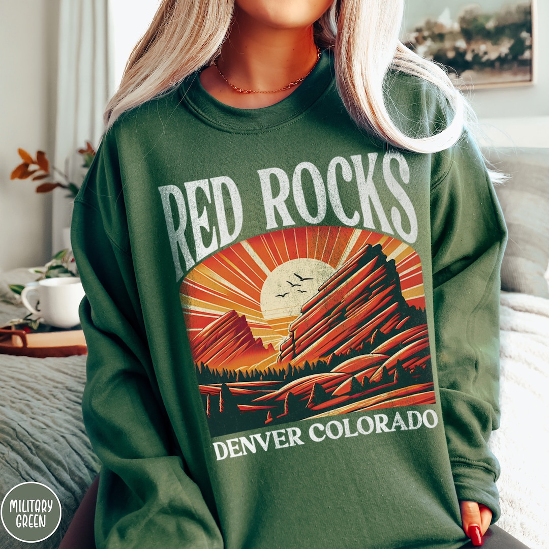 Red Rocks Colorado Sweatshirt Denver Shirt Red Rocks Concert Tee Music ...
