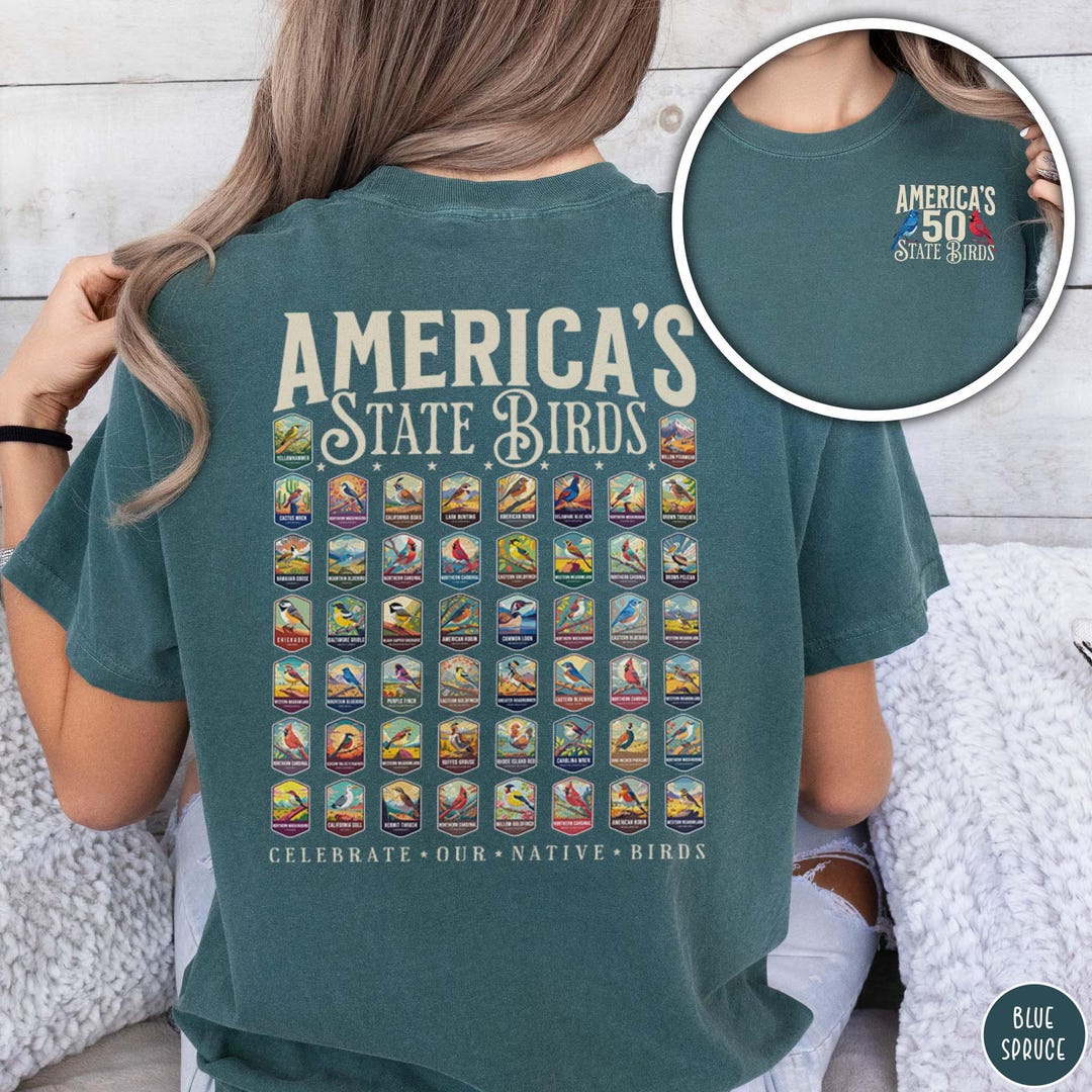 50 State Birds Shirt Birding Shirt Birding Apparel Colorful Birds Tee ...