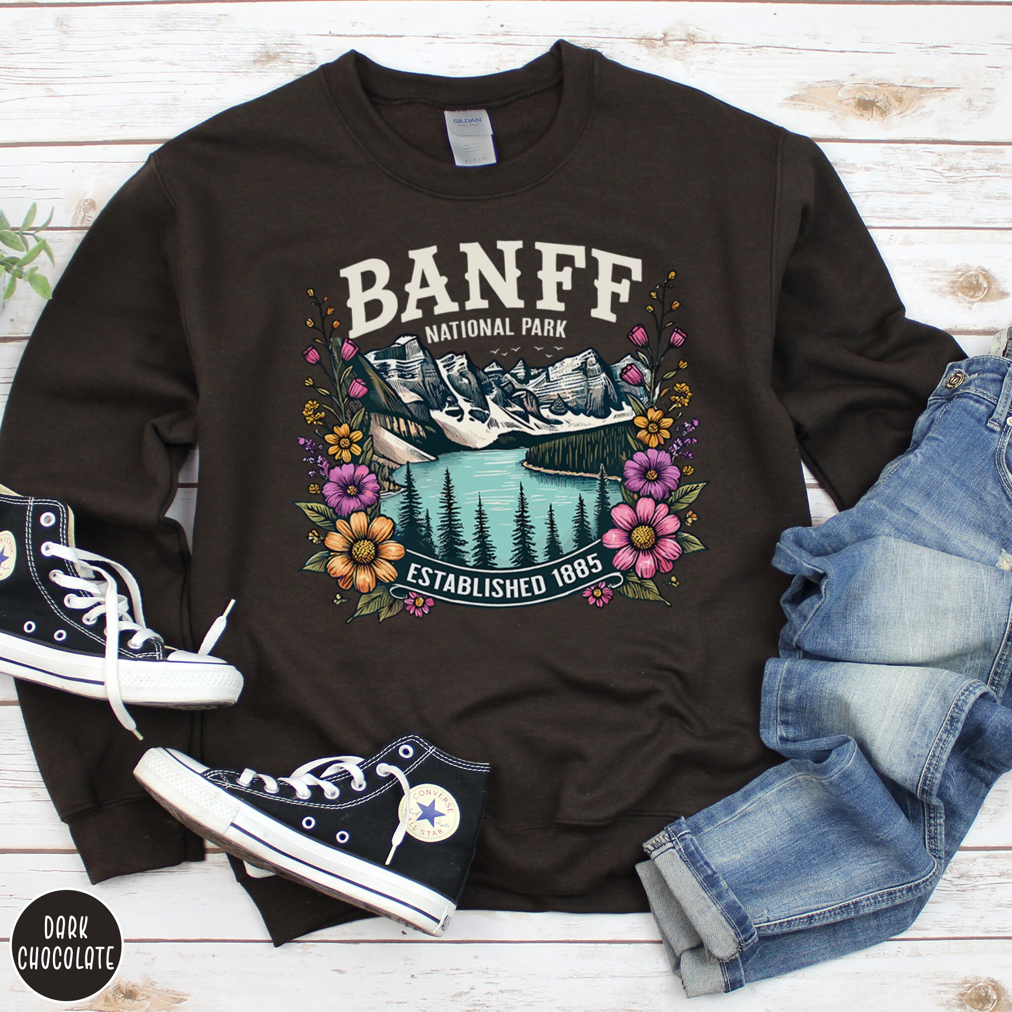 Banff National Park Sweatshirt Womens Canada Crewneck Wildflower Shirt ...