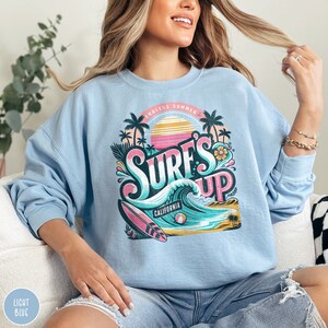 Surf's up Beach Vacation Sweatshirt California Surf Sweatshirt Wavy ...