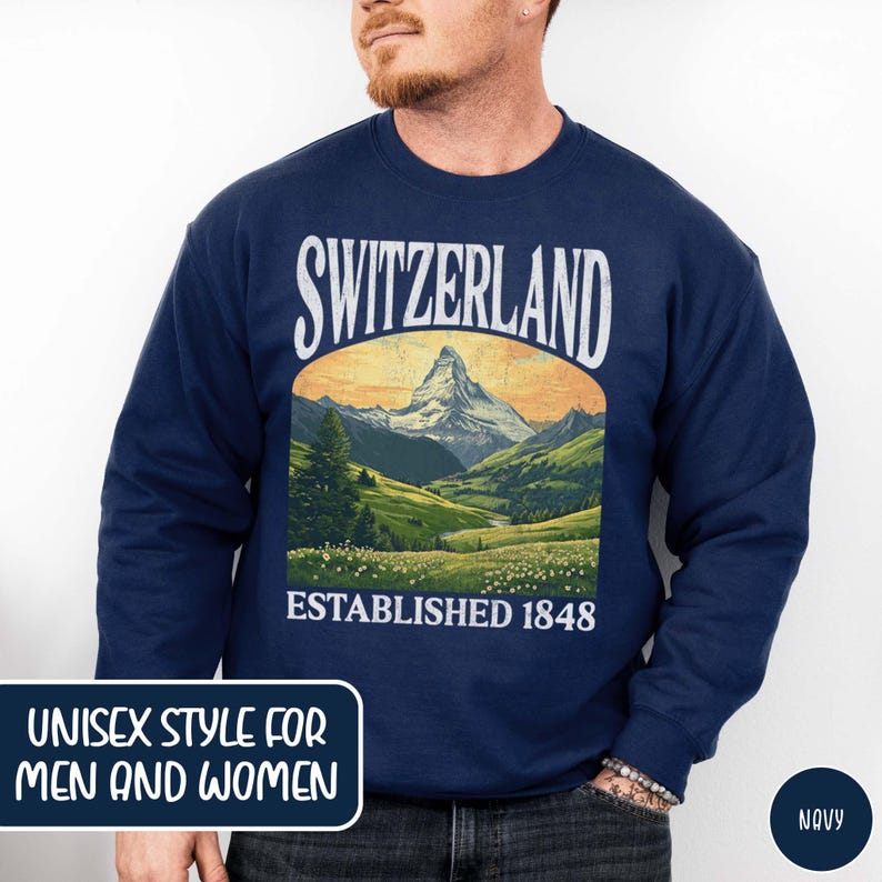 Switzerland Sweatshirt Swiss Sweater Traveler Gift for Mountain Lovers ...