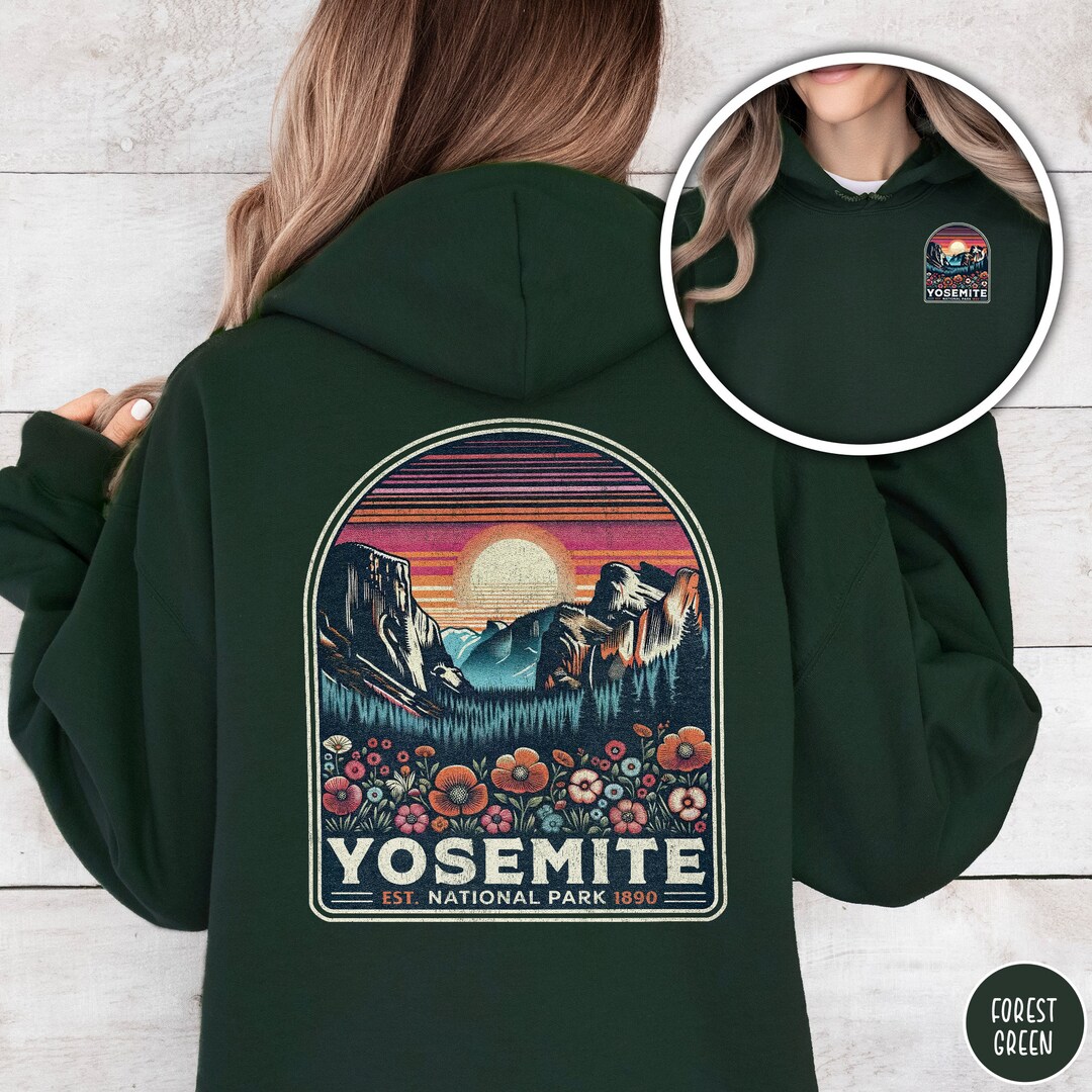 Yosemite National Park Hoodie Wildflower Sweatshirt Vintage Sunset ...