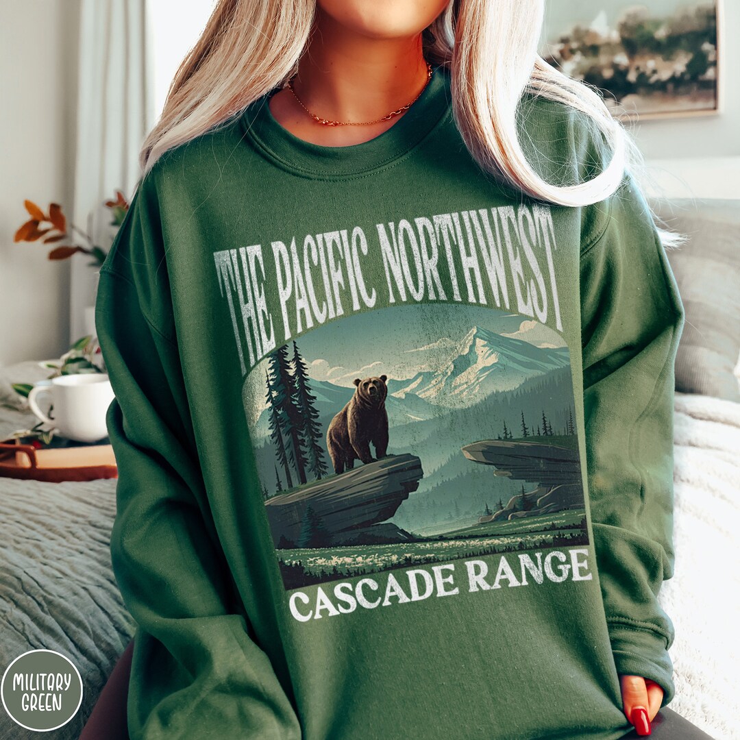 Pacific Northwest Sweatshirt Cascades Mountain Hiking Gift for Nature ...