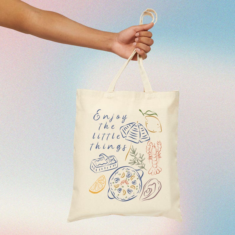Summer Tote Enjoy the Little Things Bag Bookish Gift, Hand Drawn Beach ...