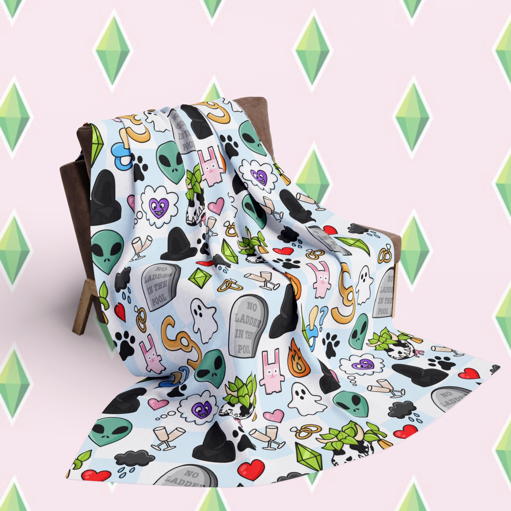 Sims Inspired Gift, Simmer Throw Blanket With Cow Plant Aliens Woohoo ...