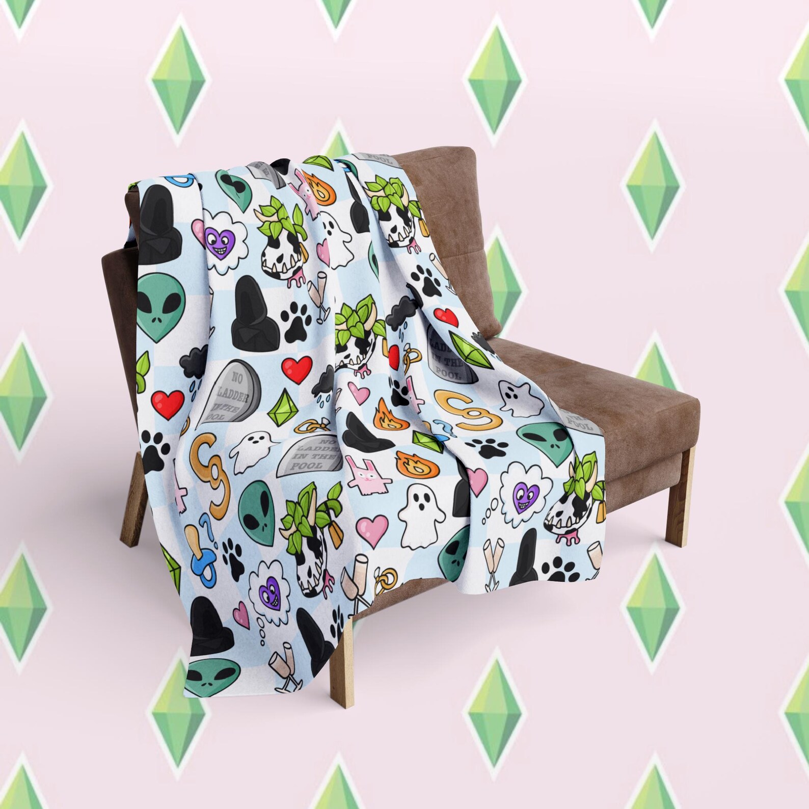 Sims Inspired Gift, Simmer Throw Blanket With Cow Plant Aliens Woohoo ...