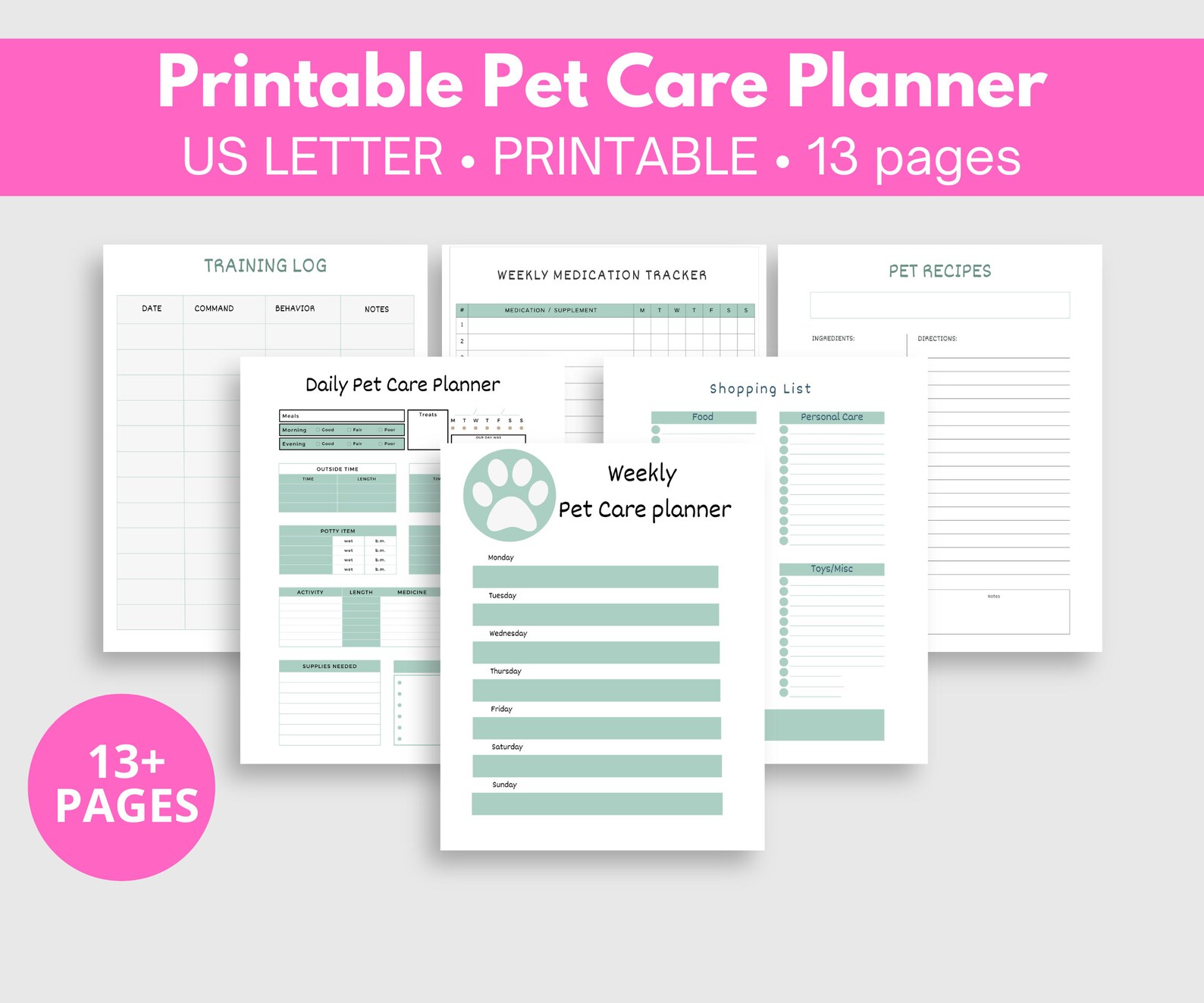 Printable Pet Care Planner, Fillable Pet Planner, Pet Sitter Notes ...