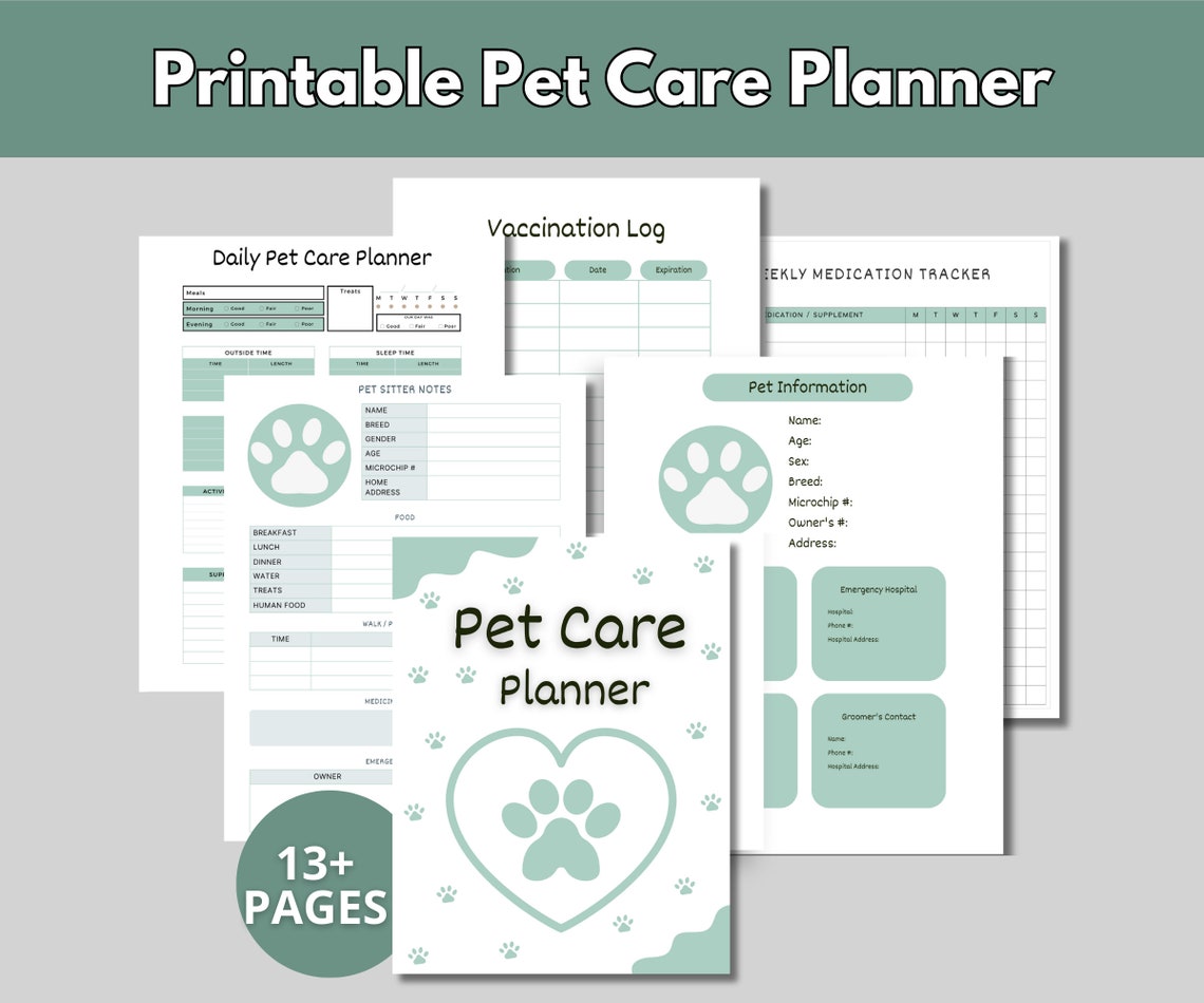 Printable Pet Care Planner, Fillable Pet Planner, Pet Sitter Notes ...