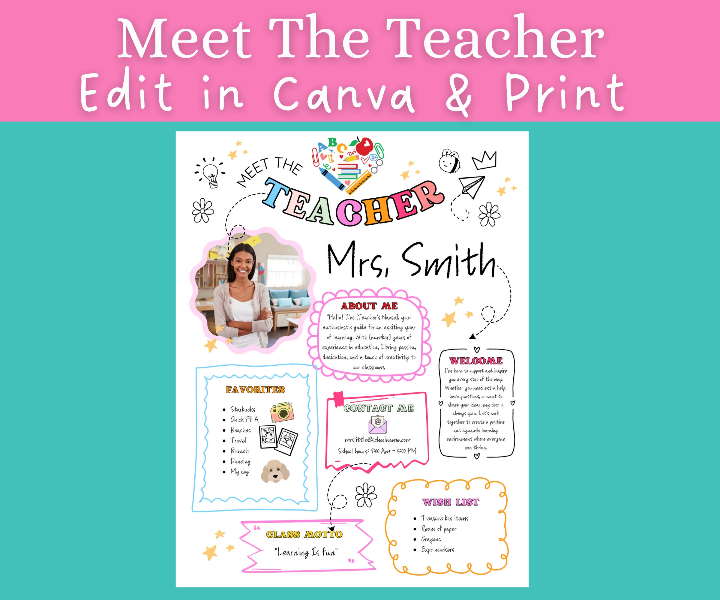 Meet the Teacher Template, Editable Teacher Printable, Meet the Teacher ...