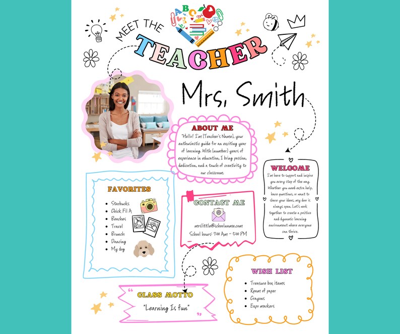 Meet the Teacher Template, Editable Teacher Printable, Meet the Teacher ...