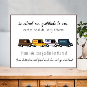 Delivery Driver Thank You Sign, Delivery Driver Snack Sign, Take a ...