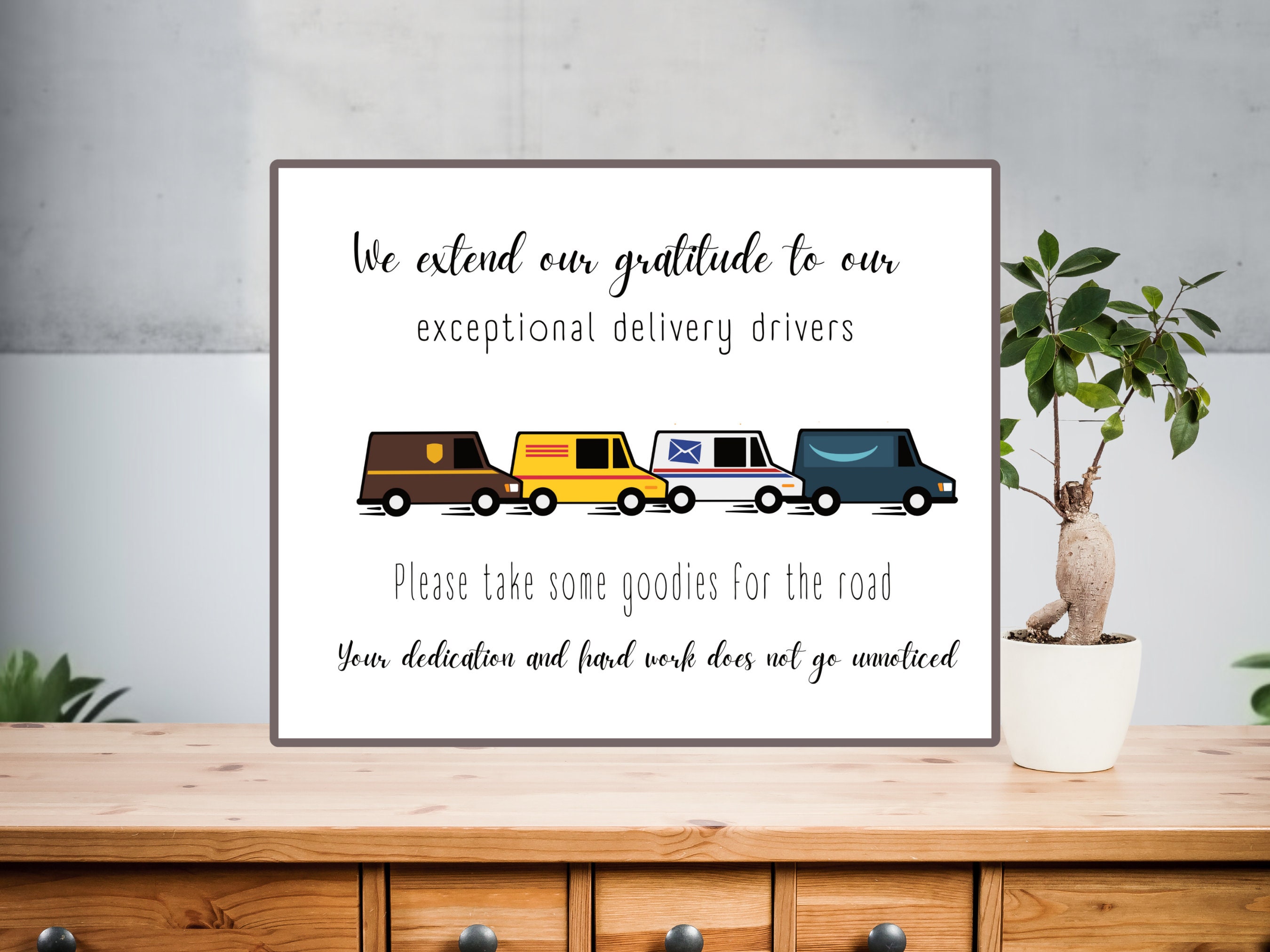 Delivery Driver Thank You Sign, Delivery Driver Snack Sign, Take a ...