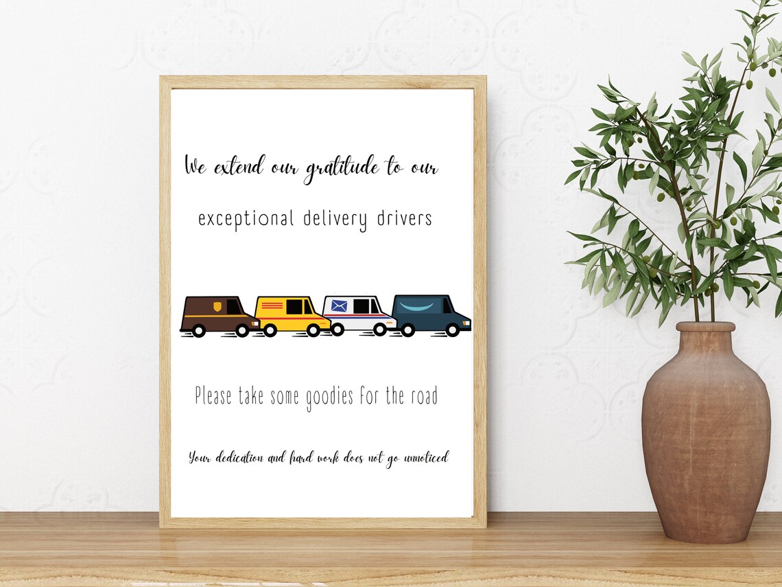 Delivery Driver Thank You Sign, Delivery Driver Snack Sign, Take a ...