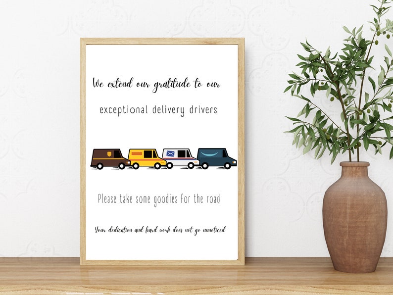 Delivery Driver Thank You Sign, Delivery Driver Snack Sign, Take a ...