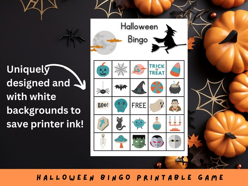 Printable Halloween Bingo, Halloween Party Game, Halloween Activity ...