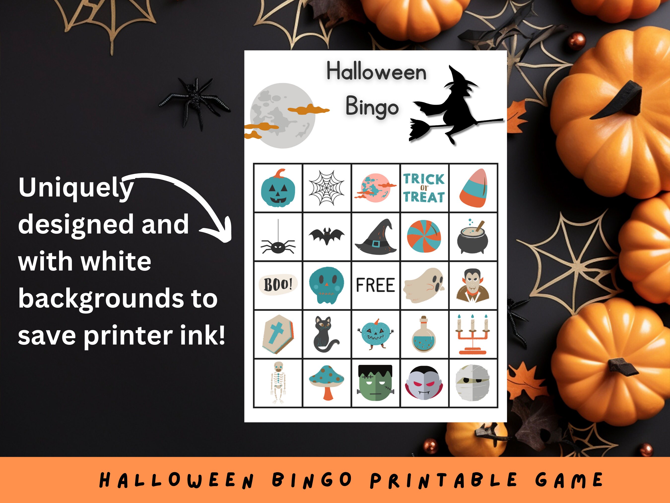 Printable Halloween Bingo, Halloween Party Game, Halloween Activity ...