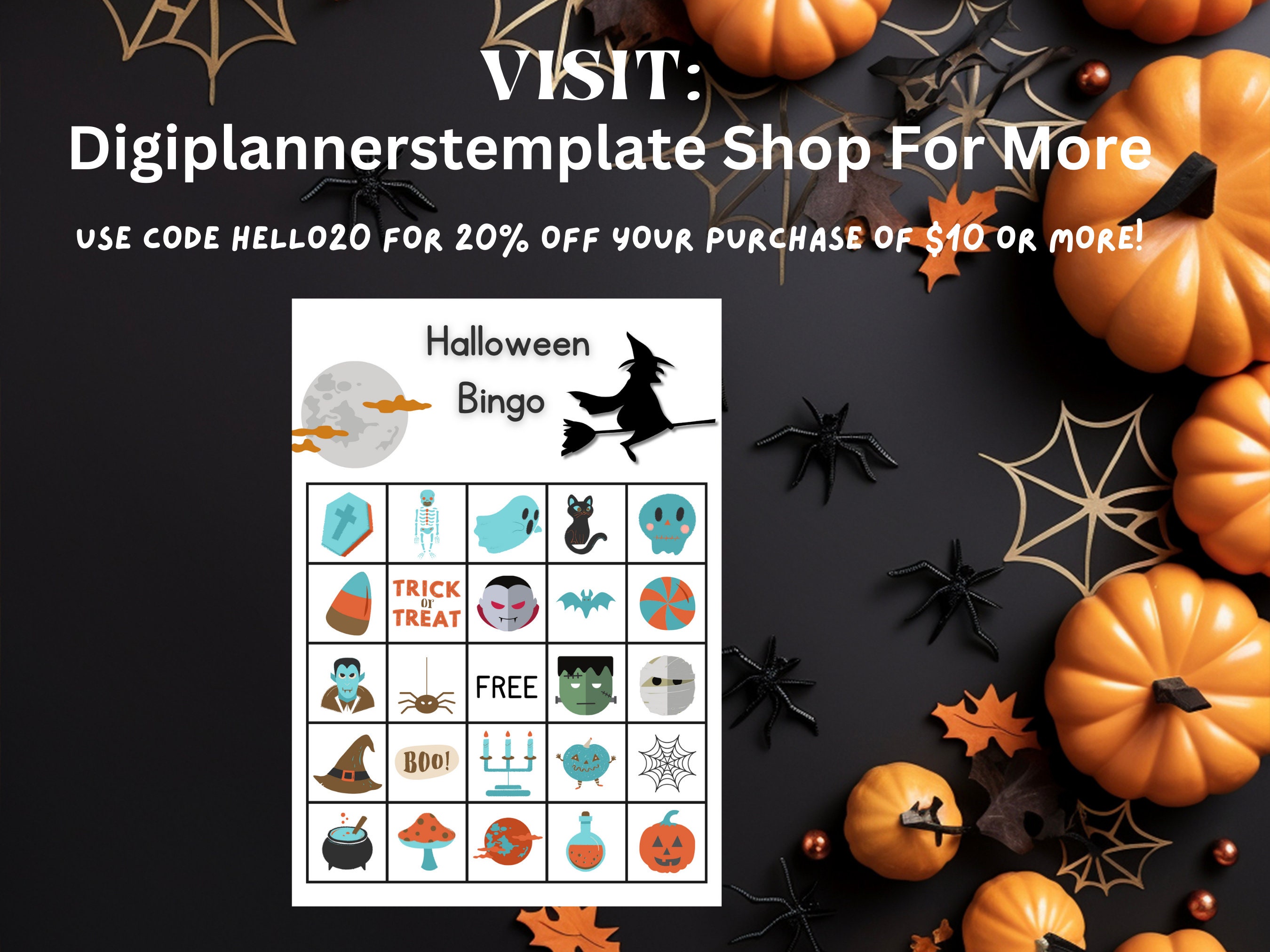 Printable Halloween Bingo, Halloween Party Game, Halloween Activity ...