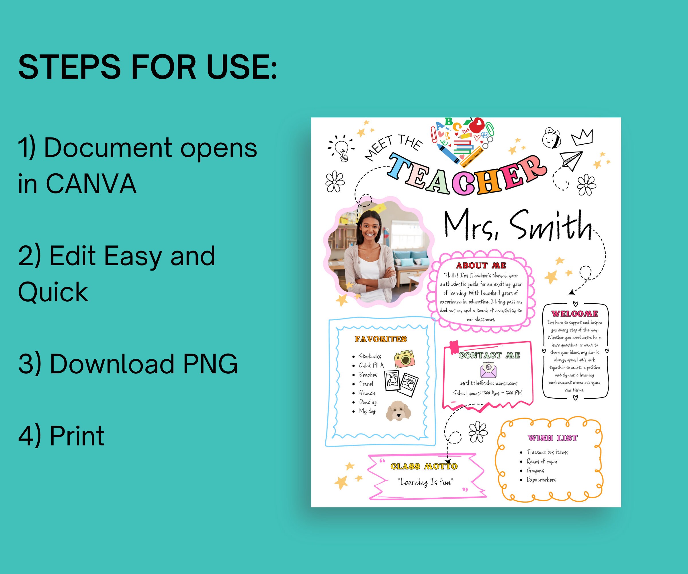 Meet the Teacher Template, Editable Teacher Printable, Meet the Teacher ...