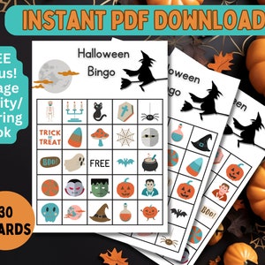 Printable Halloween Bingo, Halloween Party Game, Halloween Activity ...